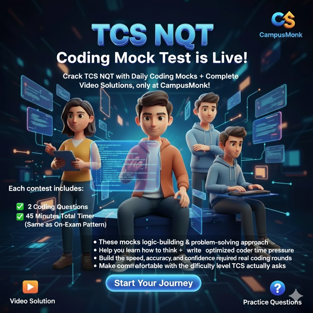 TCS NQT 2026: Latest Coding Mock Test With Video Sol - Campus Monk